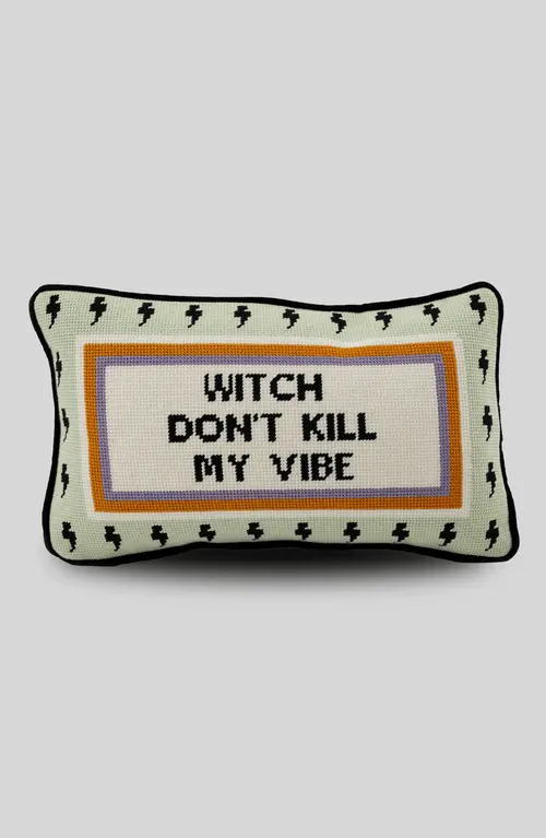 FURBISH Witch Don't Kill My Vibe Needlepoint Pillow - Black