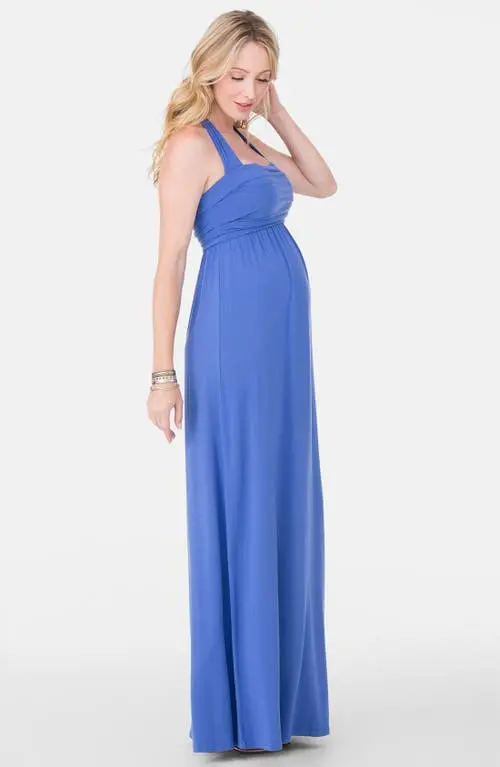 Ingrid & Isabel® Ingrid & Isabel Smocked Waist Linen Maternity Pants - Sapphire