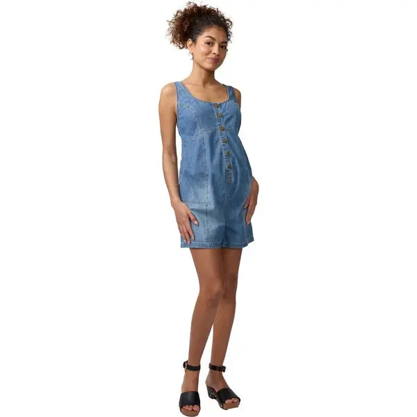 INGRID & ISABEL V-neck Wide Leg Knit Jumpsuit - Medium Wash