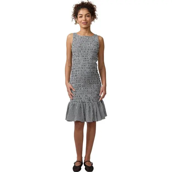INGRID & ISABEL Waist Defined Shirt Dress - Black/white Gingham