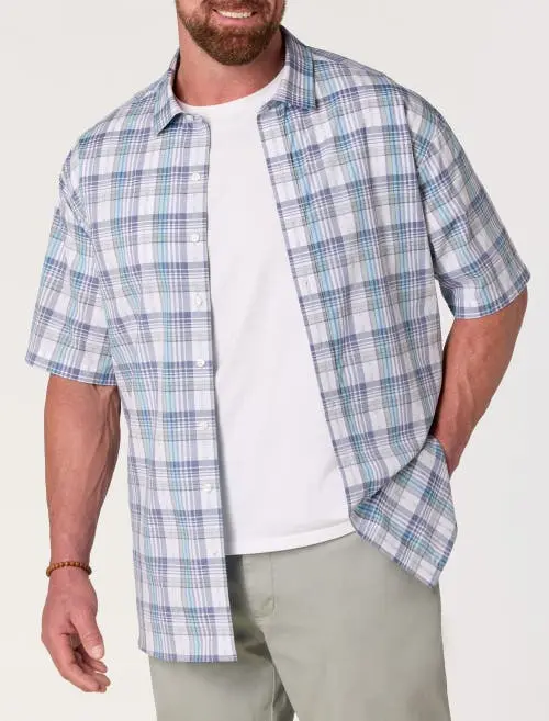 TRUE NATION BY DXL Big & Tall Western Plaid Sport Shirt - Blue Multi