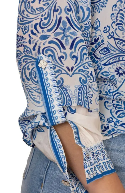 Hale Bob Quill Silk Top - Blue