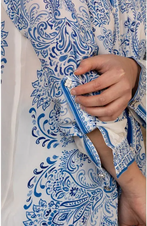 Hale Bob Quill Silk Top - Blue
