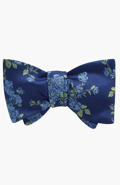 BEAU TIES OF VERMONT Navy Blue Blossom Bow Tie - Freestyle