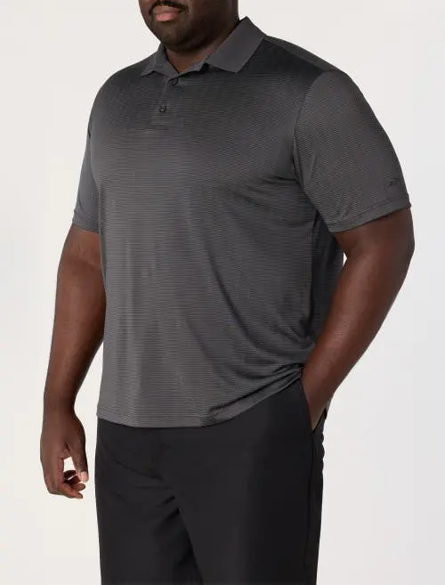 REEBOK Big & Tall Performance Striped Polo Shirt V2 - Almost Black
