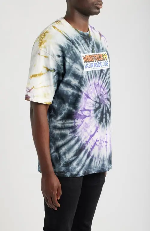 PLEASURES Inside Job Tie Dye Cotton Graphic T-shirt