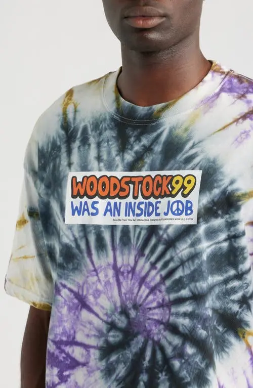 PLEASURES Inside Job Tie Dye Cotton Graphic T-shirt
