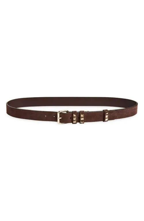 Valentino Garavani Rockstud Suede Belt - Brown