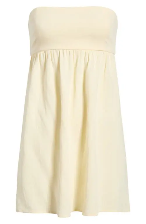 PACSUN Tie Back Strapless Babydoll Dress - Vanilla