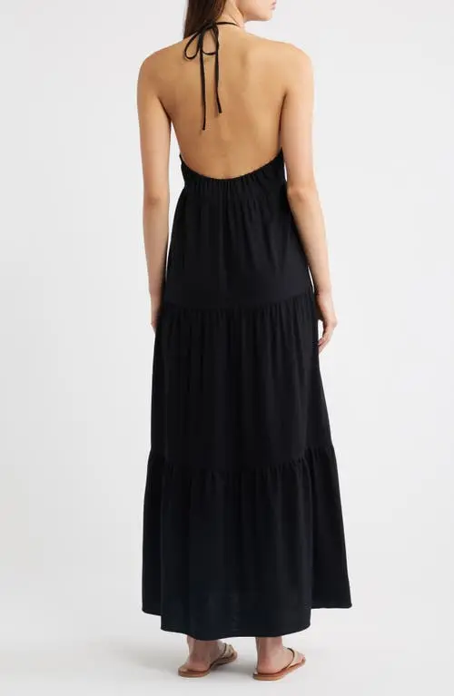 PACSUN Kenna Tiered Halter Midi Dress - Black