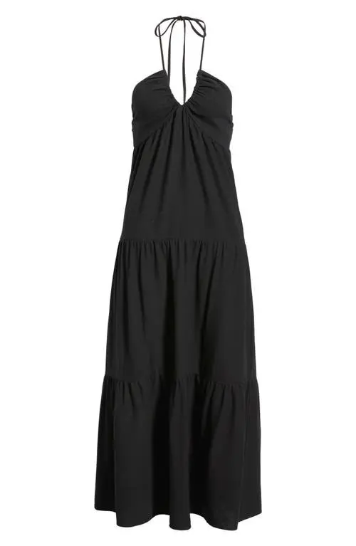 PACSUN Kenna Tiered Halter Midi Dress - Black