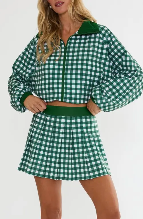 Beach Riot Casen Gingham Check Cropped Track Jacket - Fairway Check