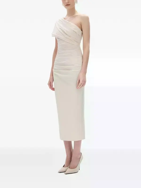 Rachel Gilbert Clay One-shoulder Ruched Midi Dress
