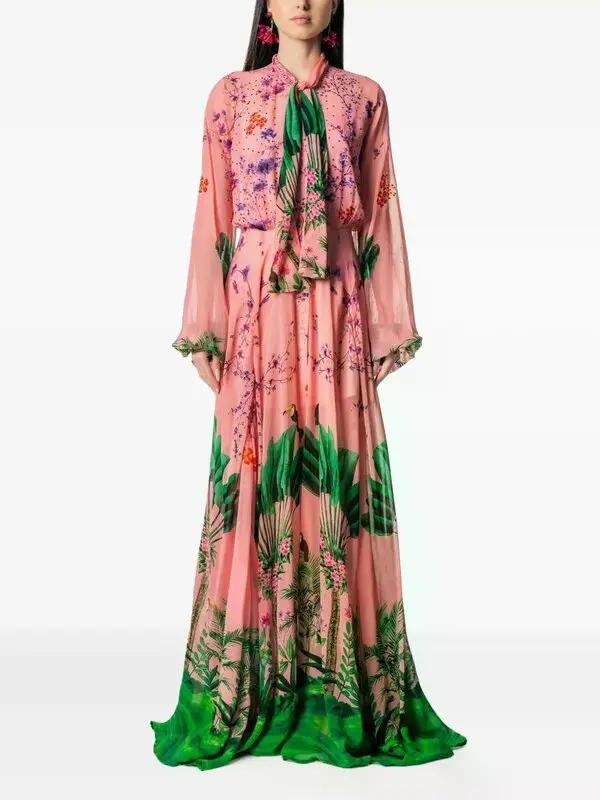 MIAU BY CLARA ROTESCU Floral Print Maxi Dress - Pink