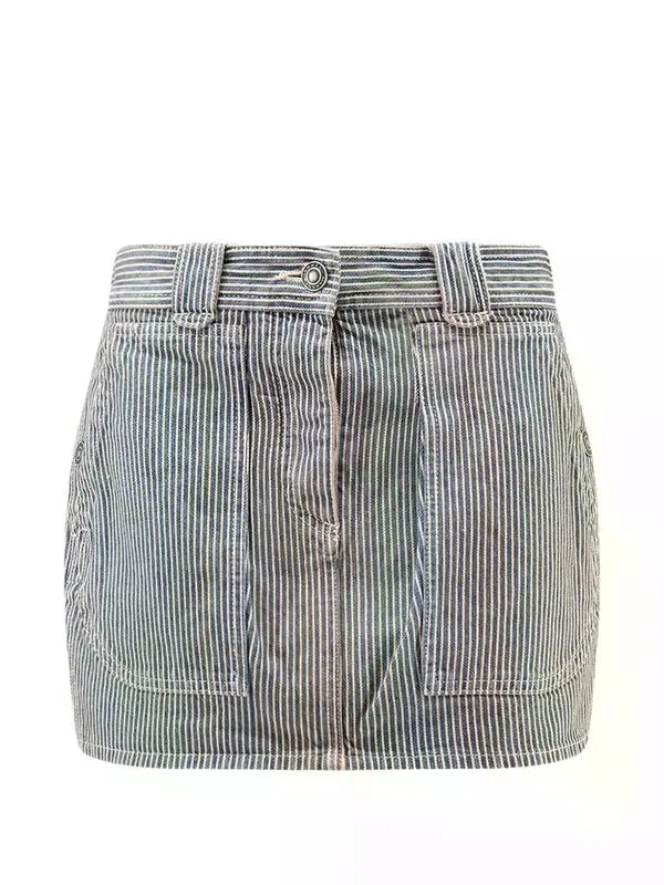 MARANT ETOILE Striped Denim Mini Skirt - Blue