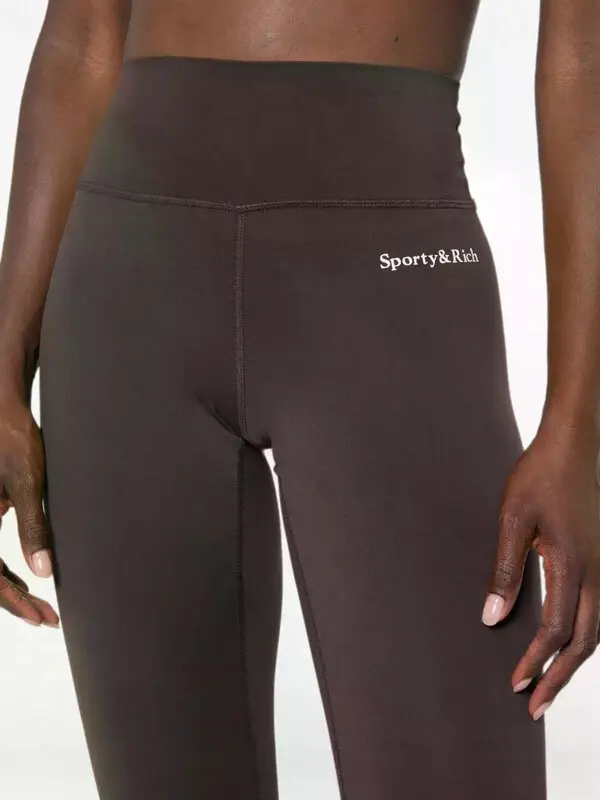 Sporty & Rich Logo-print High-waisted Leggings - Brown