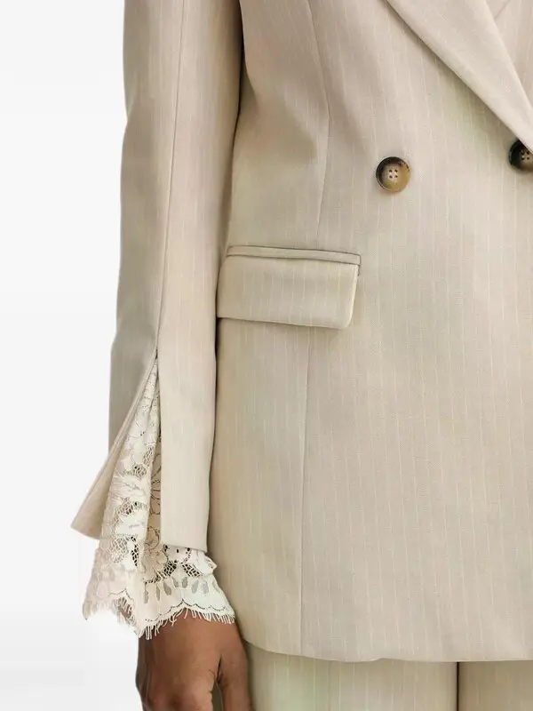 HAVEONE Pinstripe Lace-trim Blazer