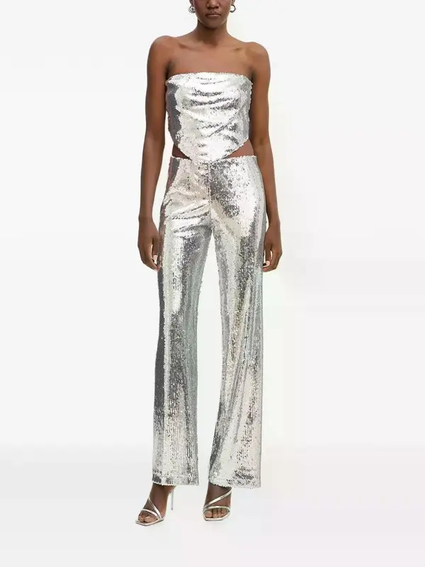 HAVEONE Sequin-embellished Bandeau Top - Silver