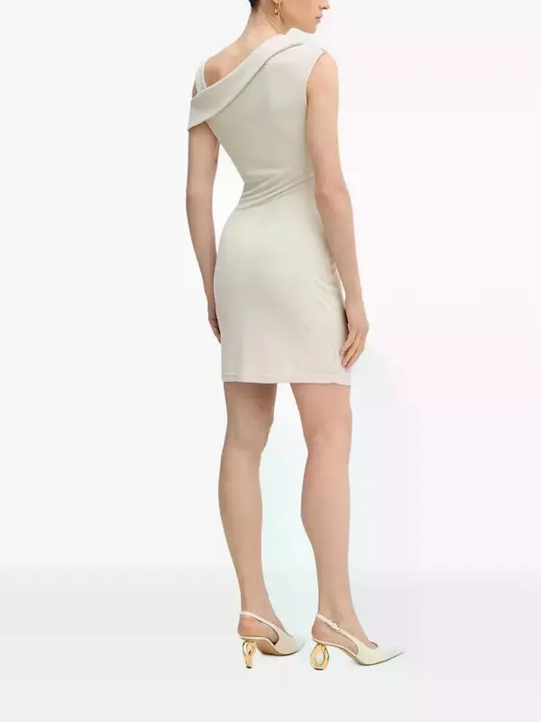 Guess Asymmetrical Neck Ribbed Mini Dress