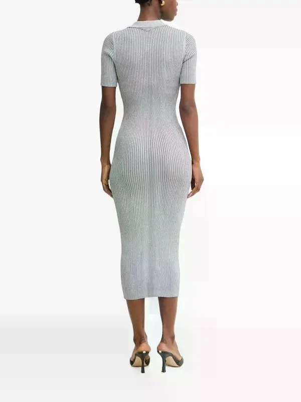 FRACOMINA Ribbed-knit Polo Midi Dress - Grey