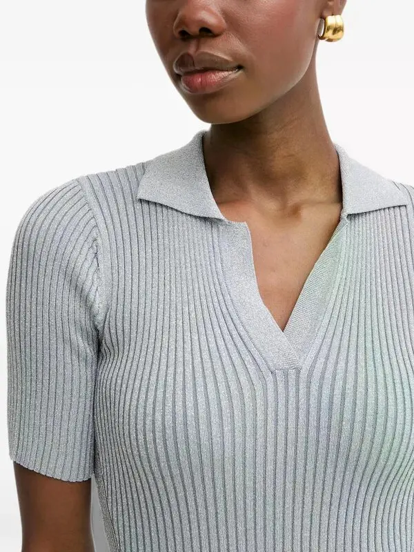 FRACOMINA Ribbed-knit Polo Midi Dress