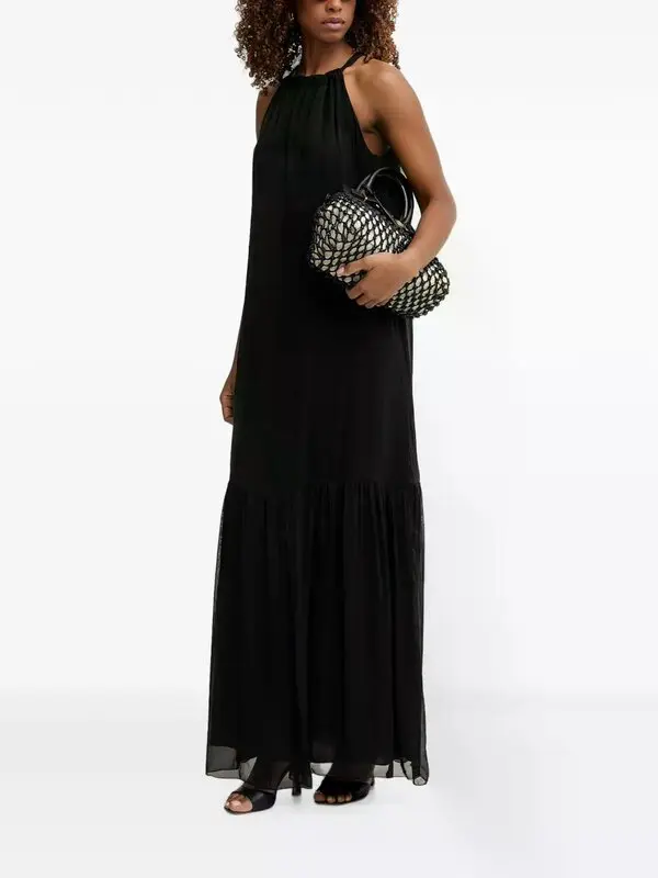 HAVEONE Halterneck Tiered Maxi Dress - Black