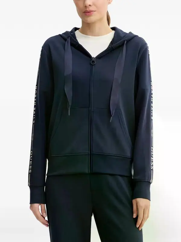 Guess X North Sails Logo-tape Zip-up Hoodie - Blue