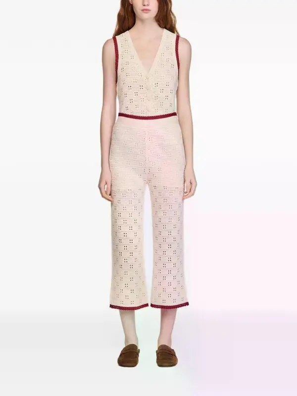 Sandro Crochet-knit Trousers - White