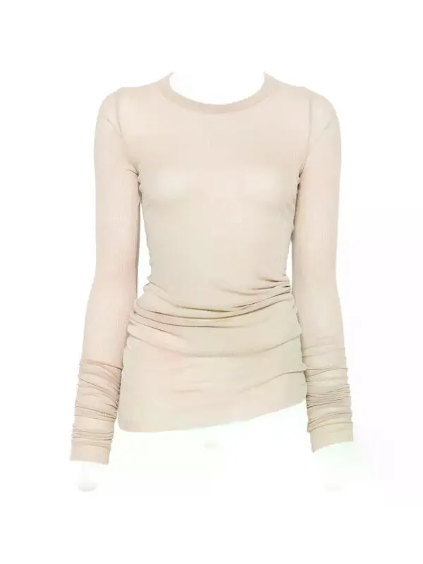 Rick Owens Ribbed Knit Long Sleeve T-shirt - Neutrals
