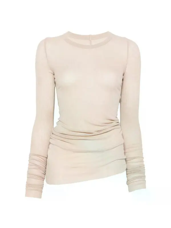 Rick Owens Ribbed Knit Long Sleeve T-shirt - Neutrals