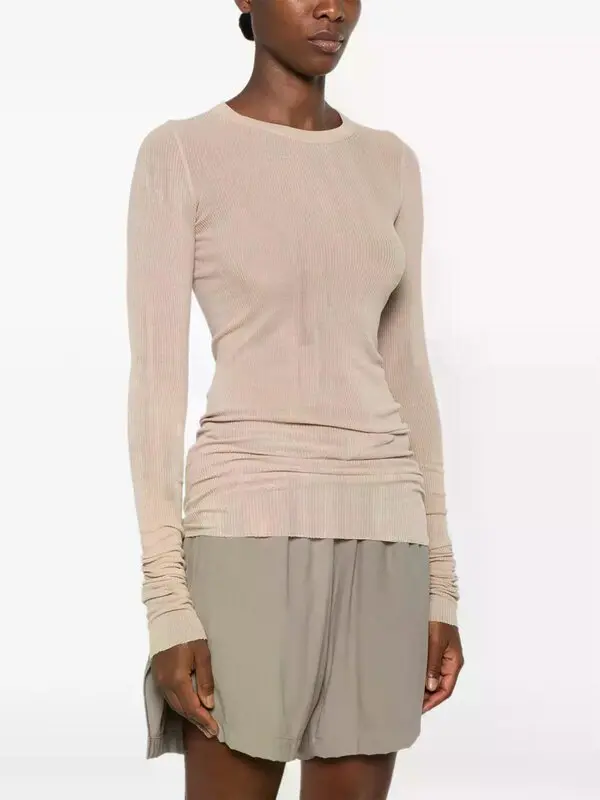 Rick Owens Ribbed Knit Long Sleeve T-shirt - Neutrals