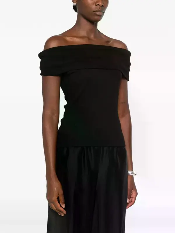 GESTUZ Drew Off-shoulder Ribbed-knit Top