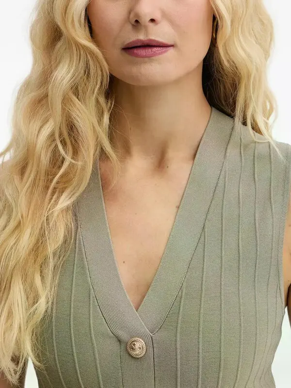 Guess Ribbed Knit Sleeveless Midi Dress