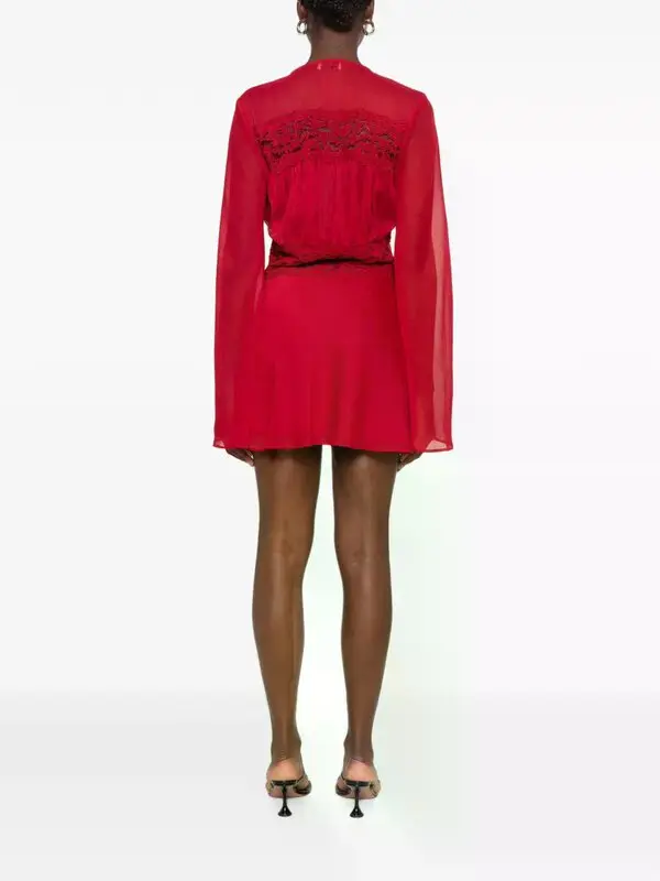 Arcina Ori Fiona Mini Dress With Lace Trim And Flared Sleeves