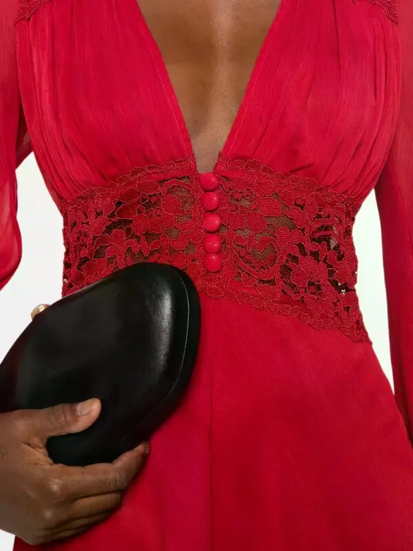 Arcina Ori Fiona Mini Dress With Lace Trim And Flared Sleeves
