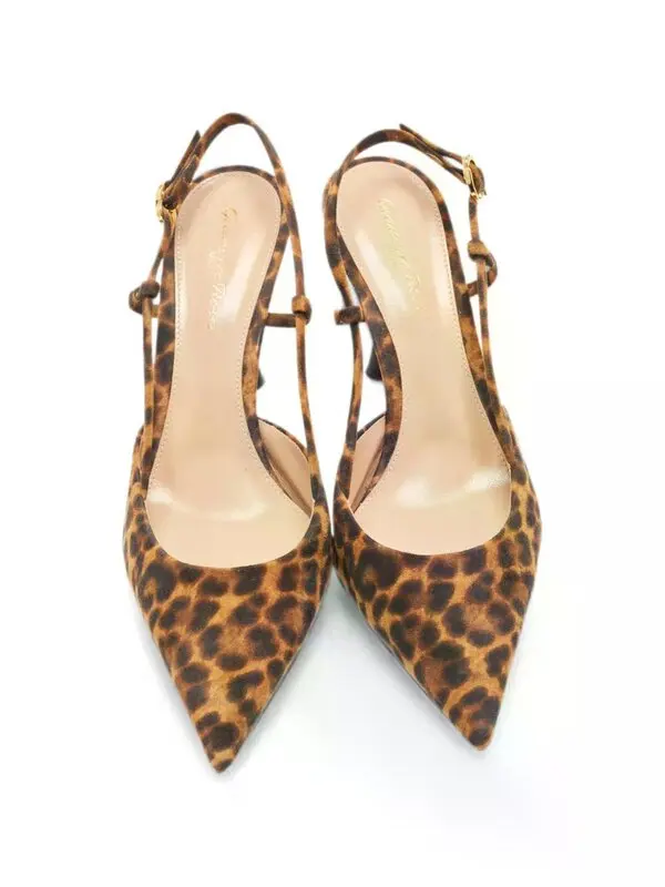 GIANVITO ROSSI Suede Leopard Print Slingback Pumps