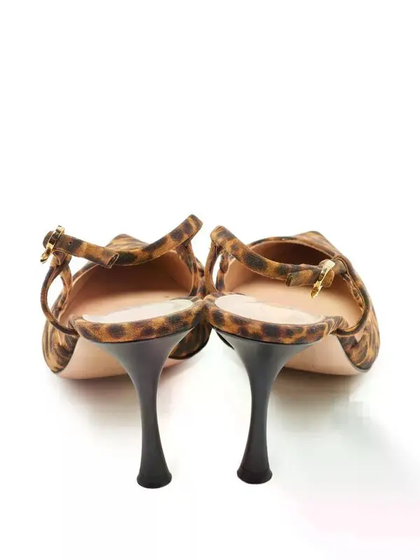 GIANVITO ROSSI Suede Leopard Print Slingback Pumps