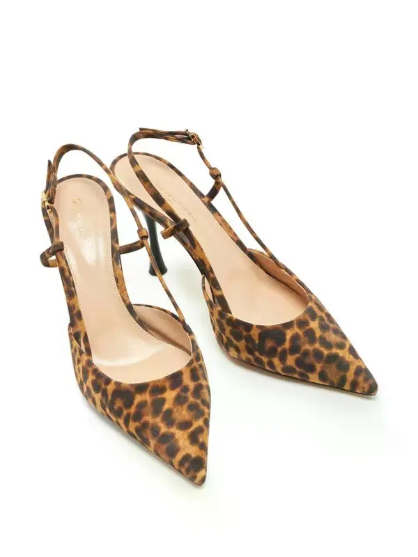 GIANVITO ROSSI Suede Leopard Print Slingback Pumps