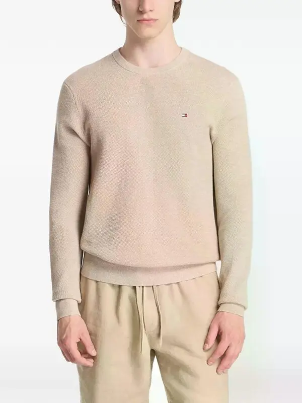 Tommy Hilfiger Logo Embroidered Waffle Knit Sweater