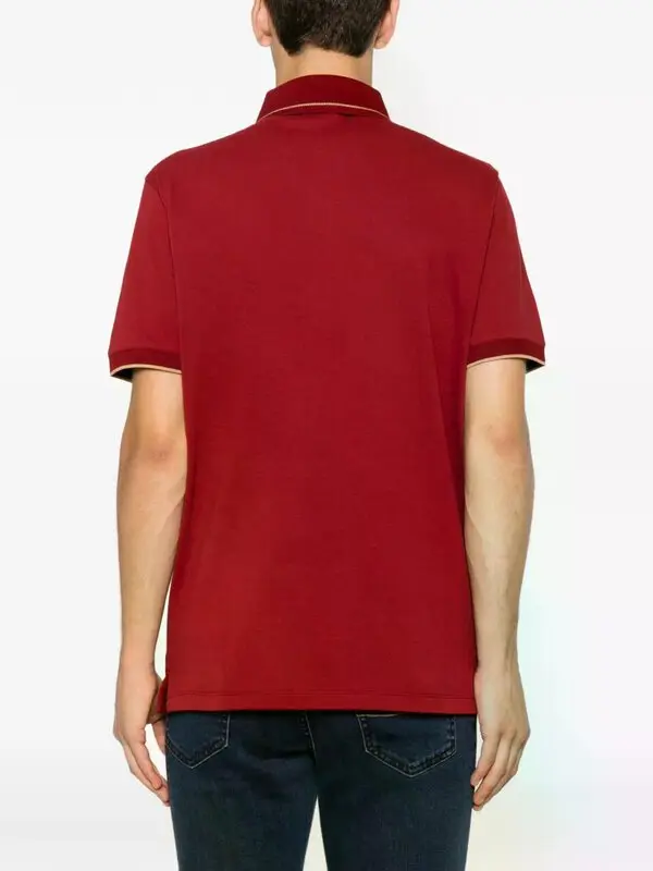 Emporio Armani Piqué Polo Shirt With Stripe Detail On The Collar - Red