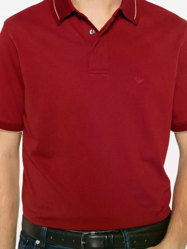 Emporio Armani Piqué Polo Shirt With Stripe Detail On The Collar - Red