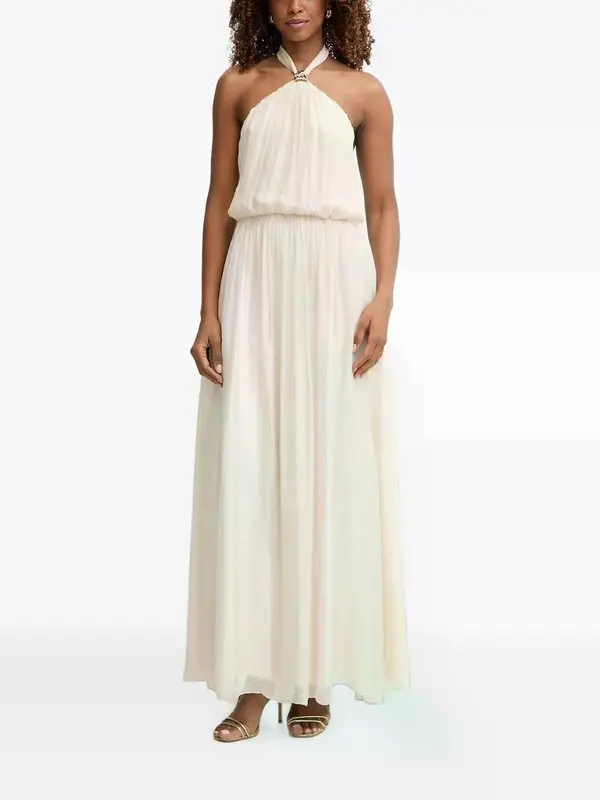 HAVEONE Halterneck Pleated Maxi Dress