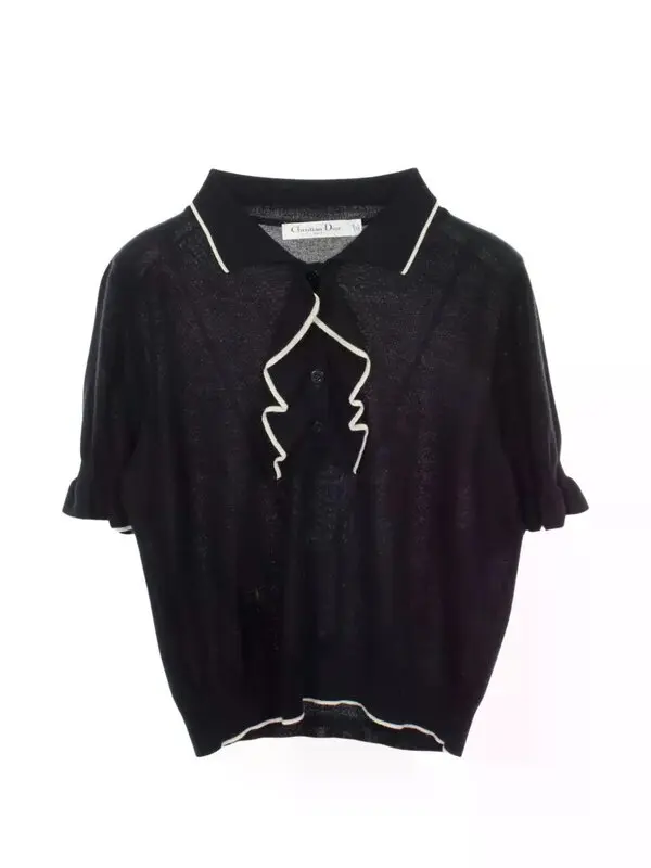 Dior Bee Embroidery Frill Polo Shirt - Blue