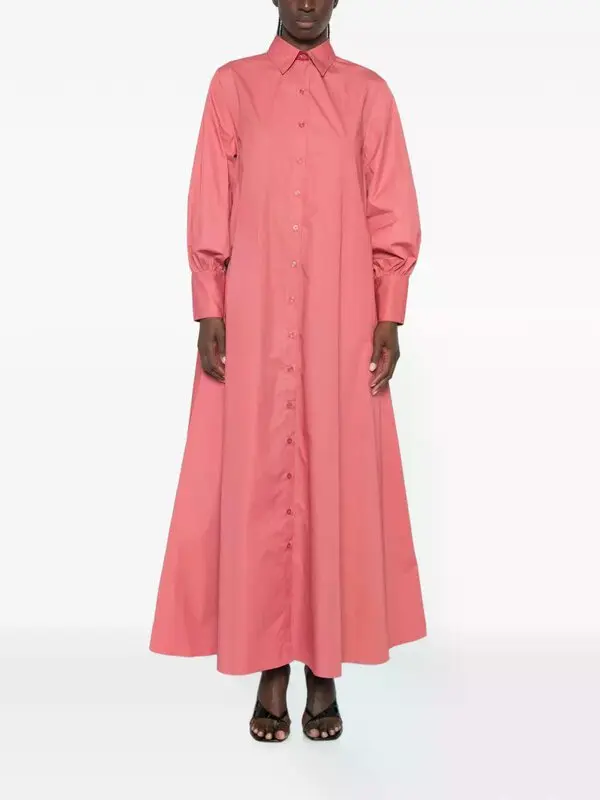 ABADIA Layered Maxi Shirt Dress - Pink