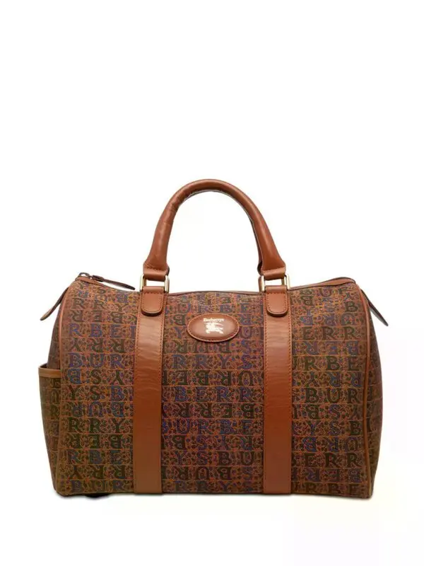 Burberry 20th Century Logo Printed Canvas Boston Bag