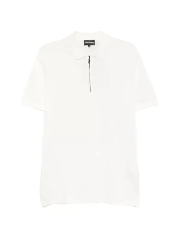 Emporio Armani Quarter-zip Logo-patch Polo Shirt
