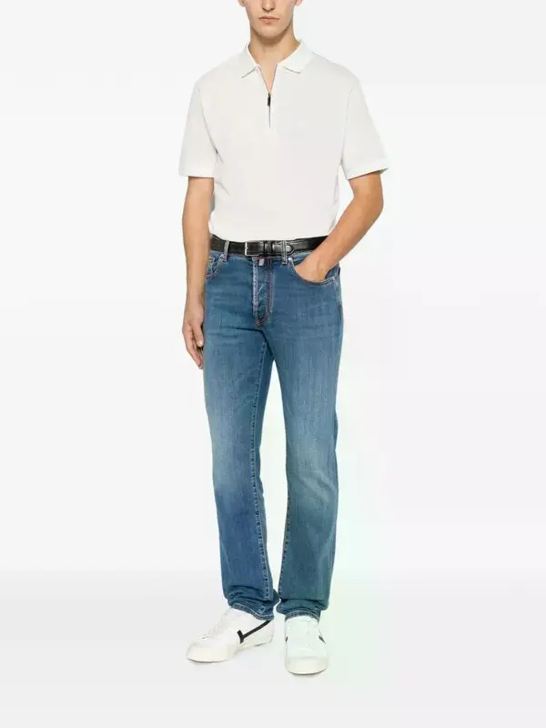 Emporio Armani Quarter-zip Logo-patch Polo Shirt