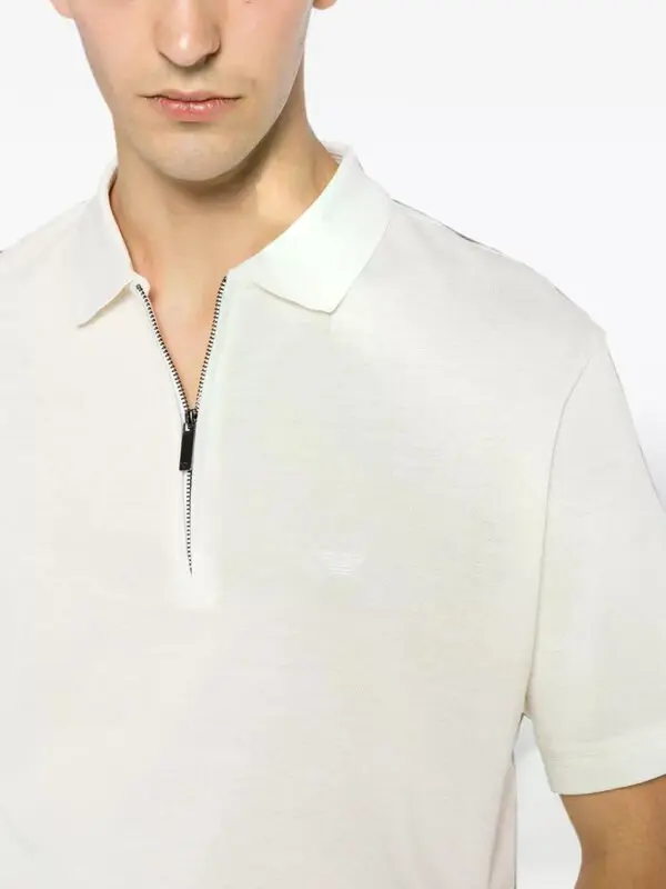 Emporio Armani Quarter-zip Logo-patch Polo Shirt