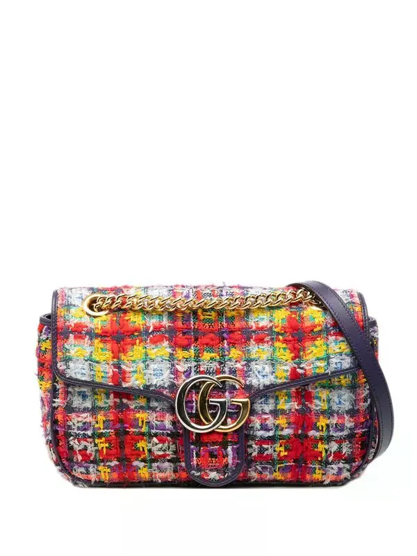 Gucci Gg Marmont Tweed Shoulder Bag - Multicolour