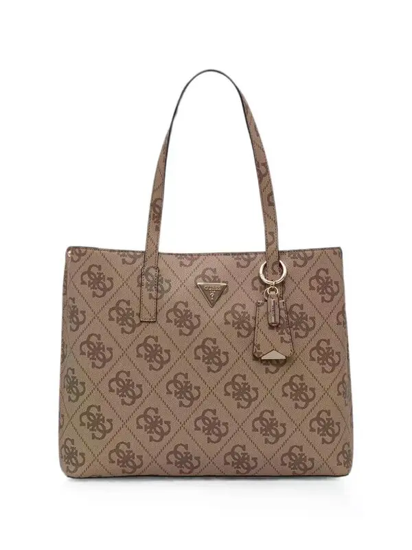 Guess Meridian Monogram-print Logo-plaque Tote Bag - Brown